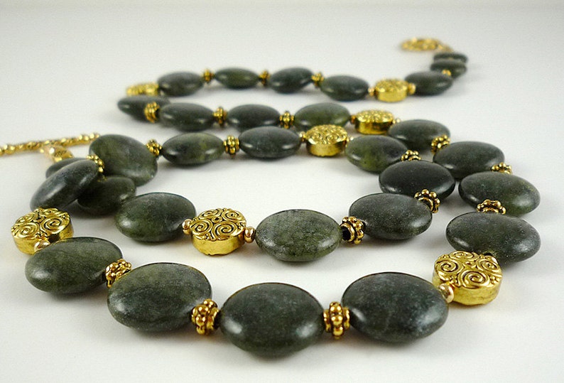 Genuine Nephrite Jade Necklace Jade Gemstone Bead Necklace - Etsy