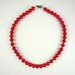 Bright Red Necklace Red Czech Glass Bead Necklace Short Red Gray ...