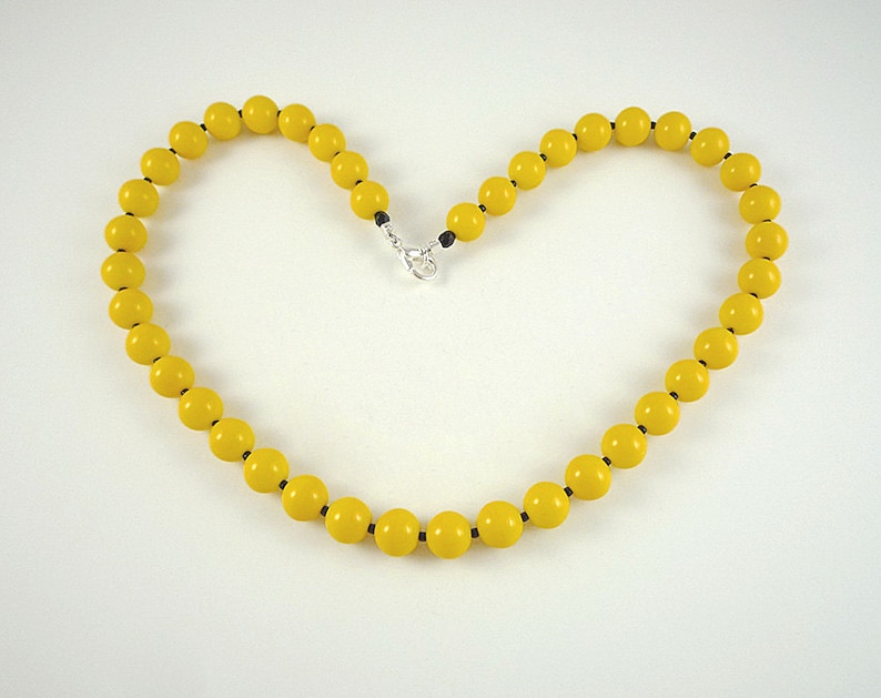 Yellow Necklace Bright Yellow Bead Necklace Short Yellow Glass | Etsy