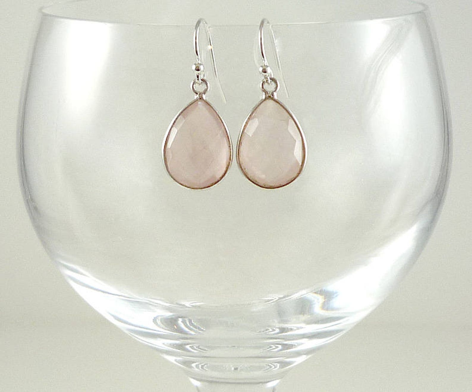 Rose Quartz Earrings Gemstone Earrings Pale Pink Quartz - Etsy