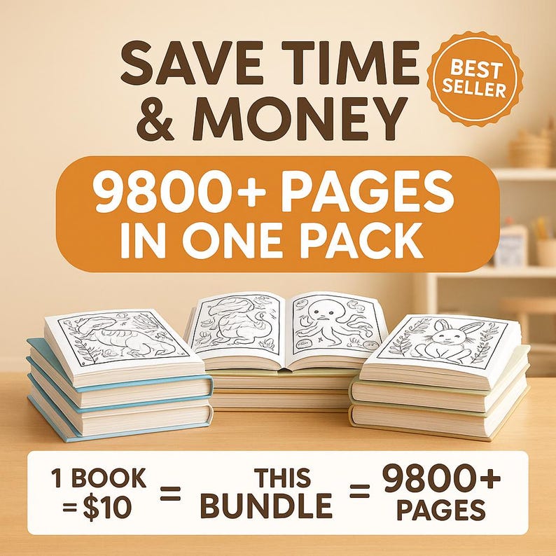 9800+ Kids Coloring Pages MEGA Bundle: Educational Printables (digital ...