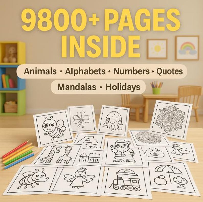 9800+ Kids Coloring Pages MEGA Bundle: Educational Printables (digital ...