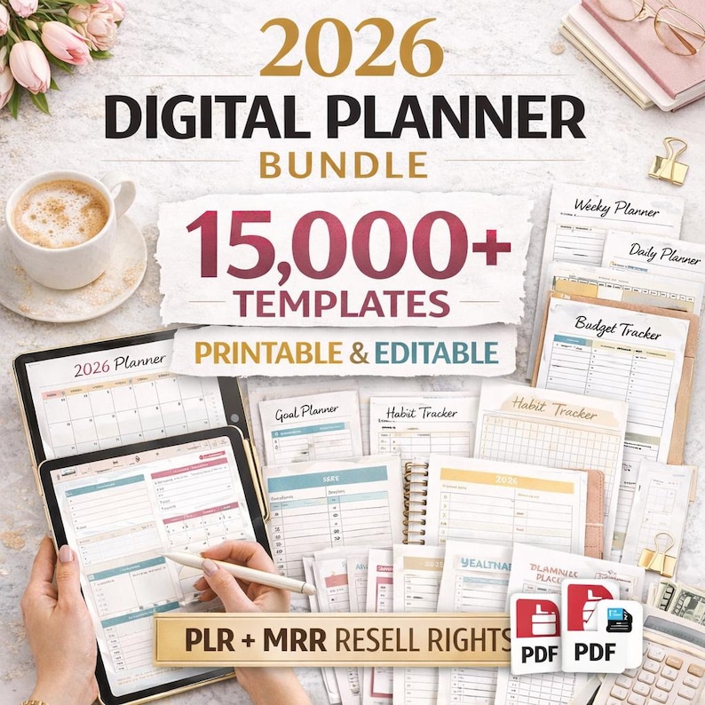 Digital Planner Bundle 2026 | 15000+ Printable Planner Templates ...