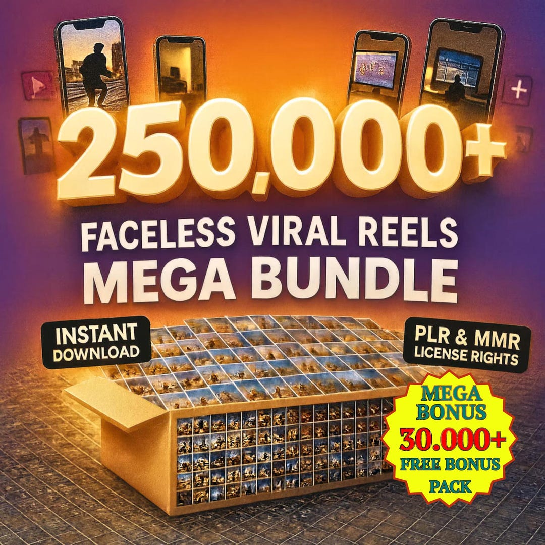 250,000+ Viral Reels Mega Bundle: PLR MRR Resell Rights (digital ...