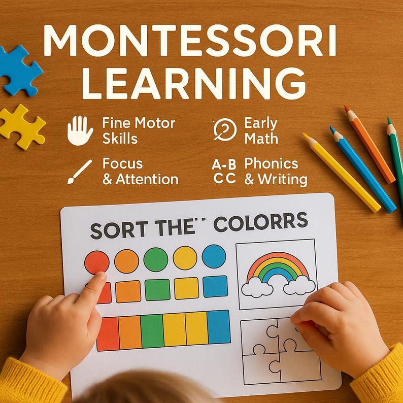 600+ Montessori Worksheets Canva Editable Bundle, PLR MRR, Preschool ...