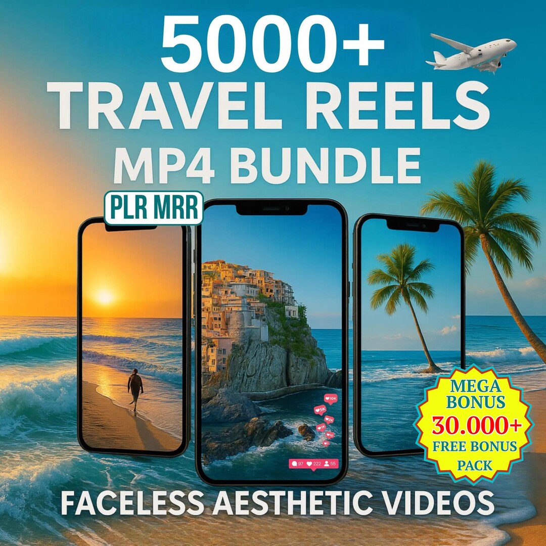 Travel Reels Bundle | 5000+ Viral Faceless Instagram & Tiktok Videos ...