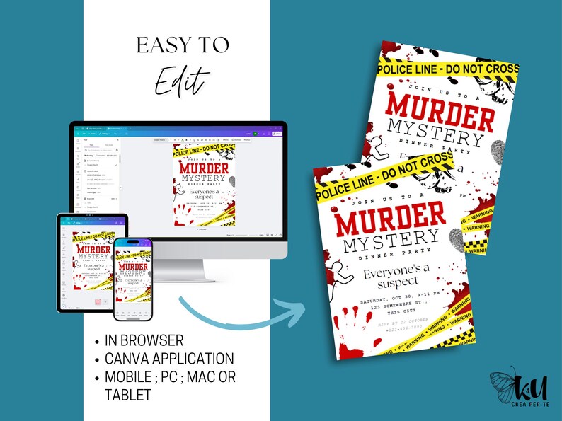 Murder Mystery Dinner Party Invitation | Crime Scene Themed Party ...