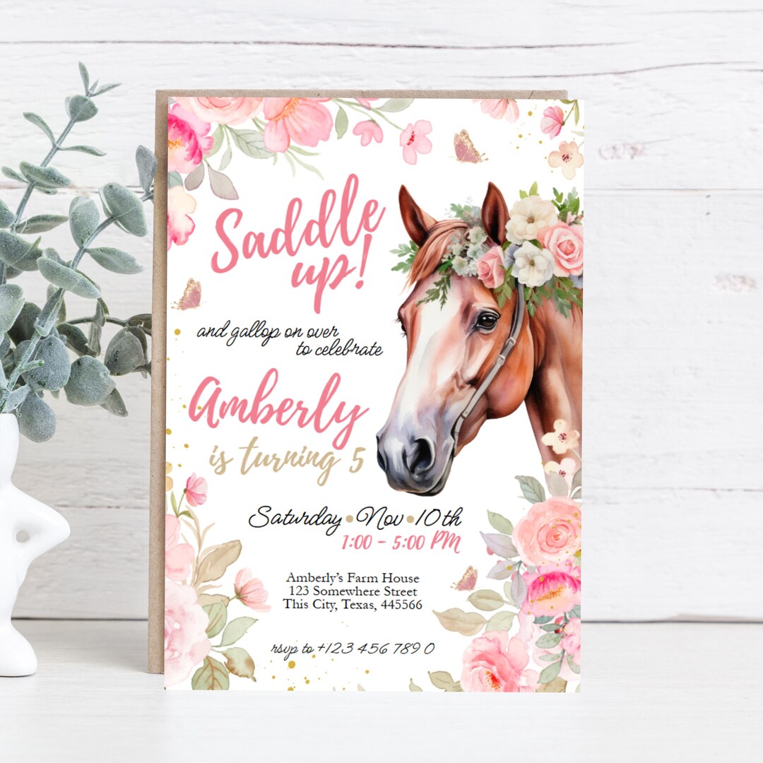 EDITABLE Horse Birthday Invitation, Cowgirl Invite, Horse Birthday ...