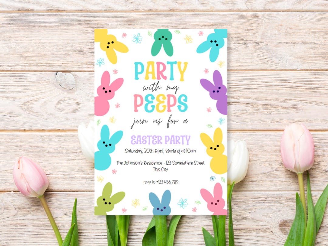 Easter Peeps Editable Easter Party Invitation Template | Easter Bunny ...