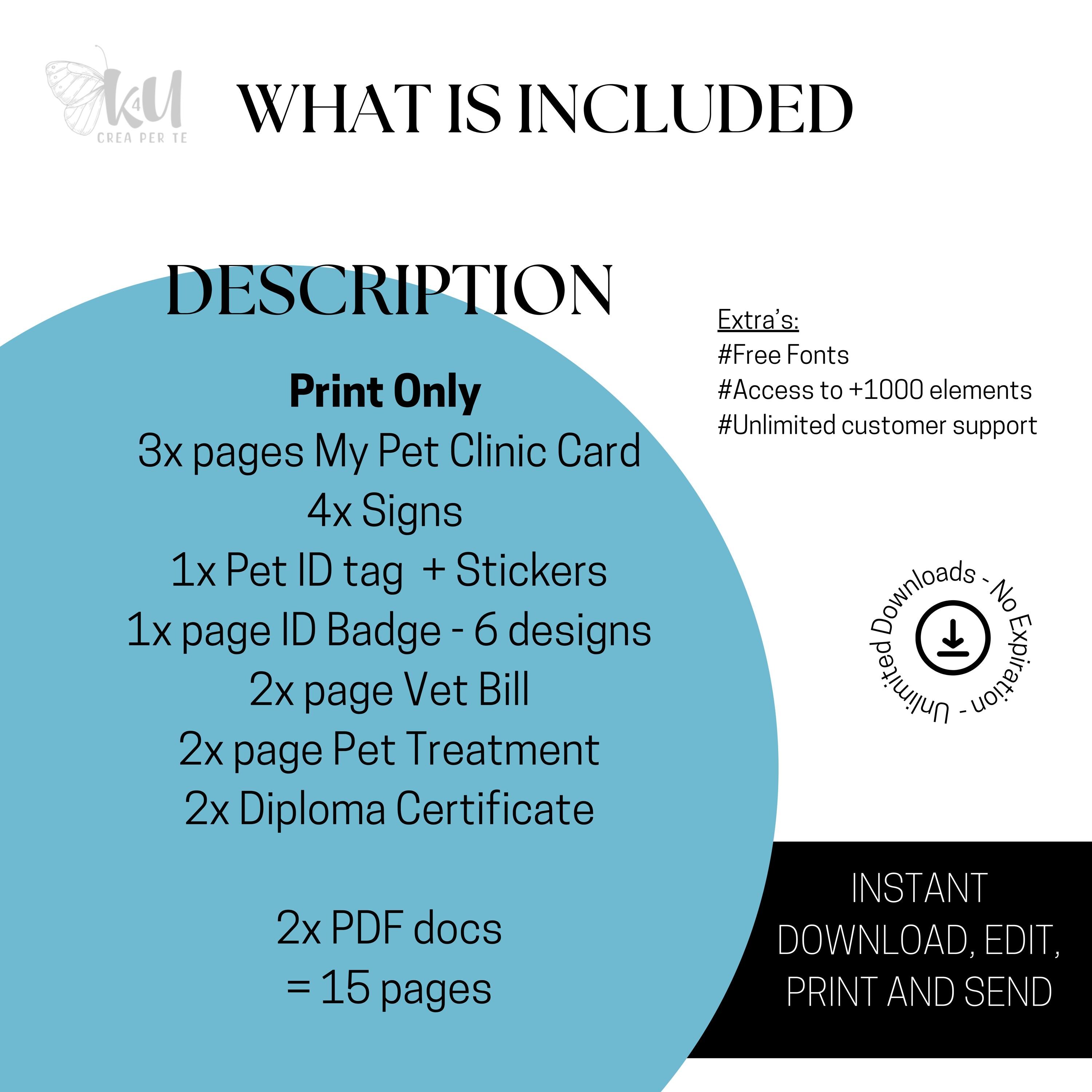Printable Vet Pretend Play Set for Kids – Pet Clinic Role-play Kit With ...