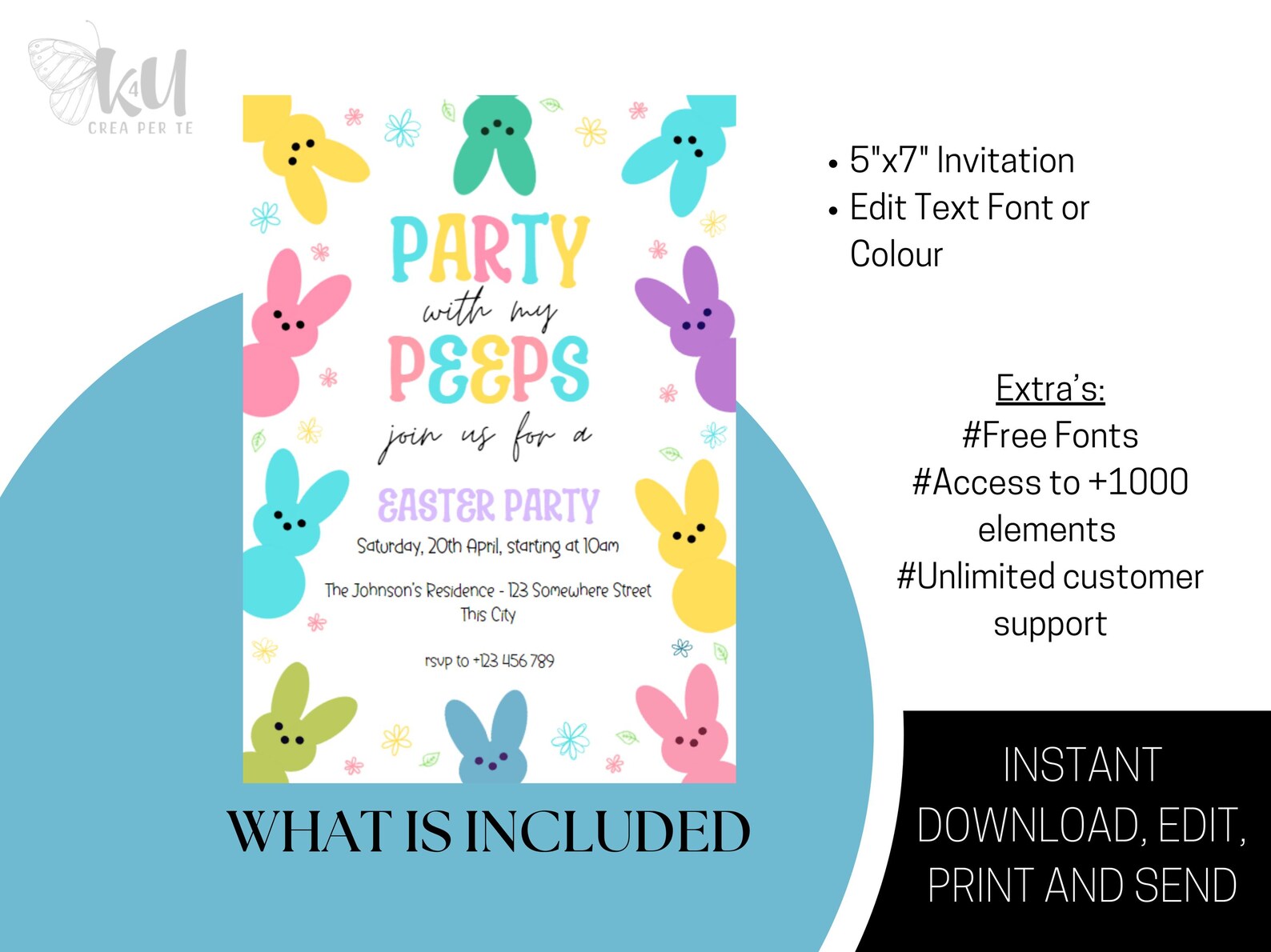 Easter Peeps Editable Easter Party Invitation Template | Easter Bunny ...