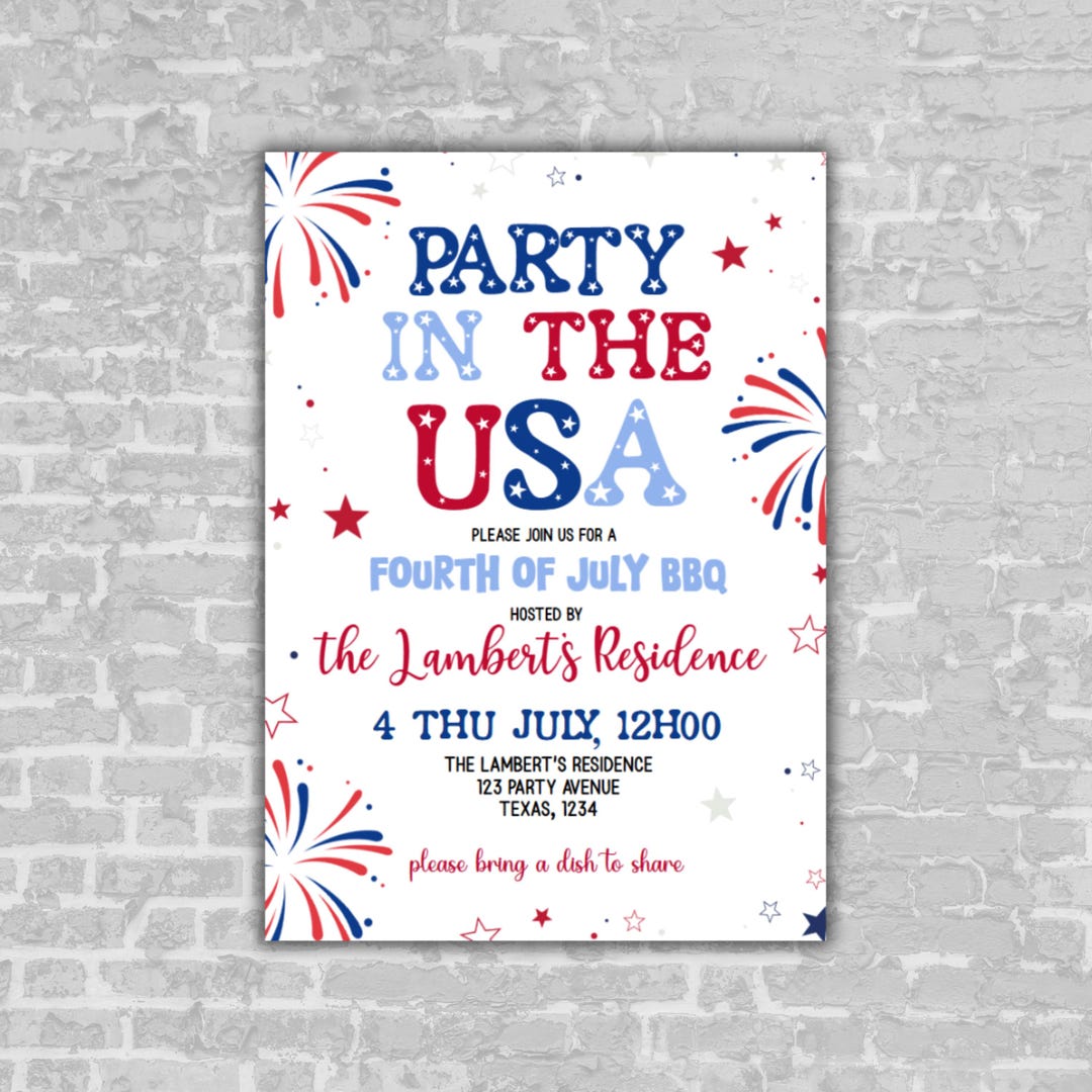Editable 4th of July BBQ Invitation, Independence Day BBQ Invite ...