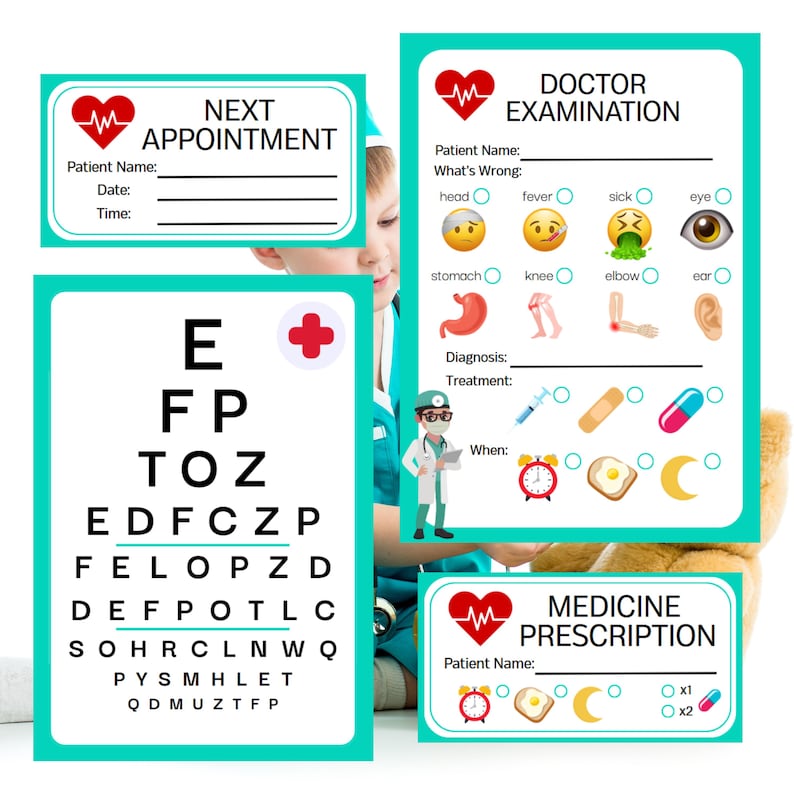 Printable Doctor Pretend Play Set for Kids – 15 Page PDF – Doctor Role ...