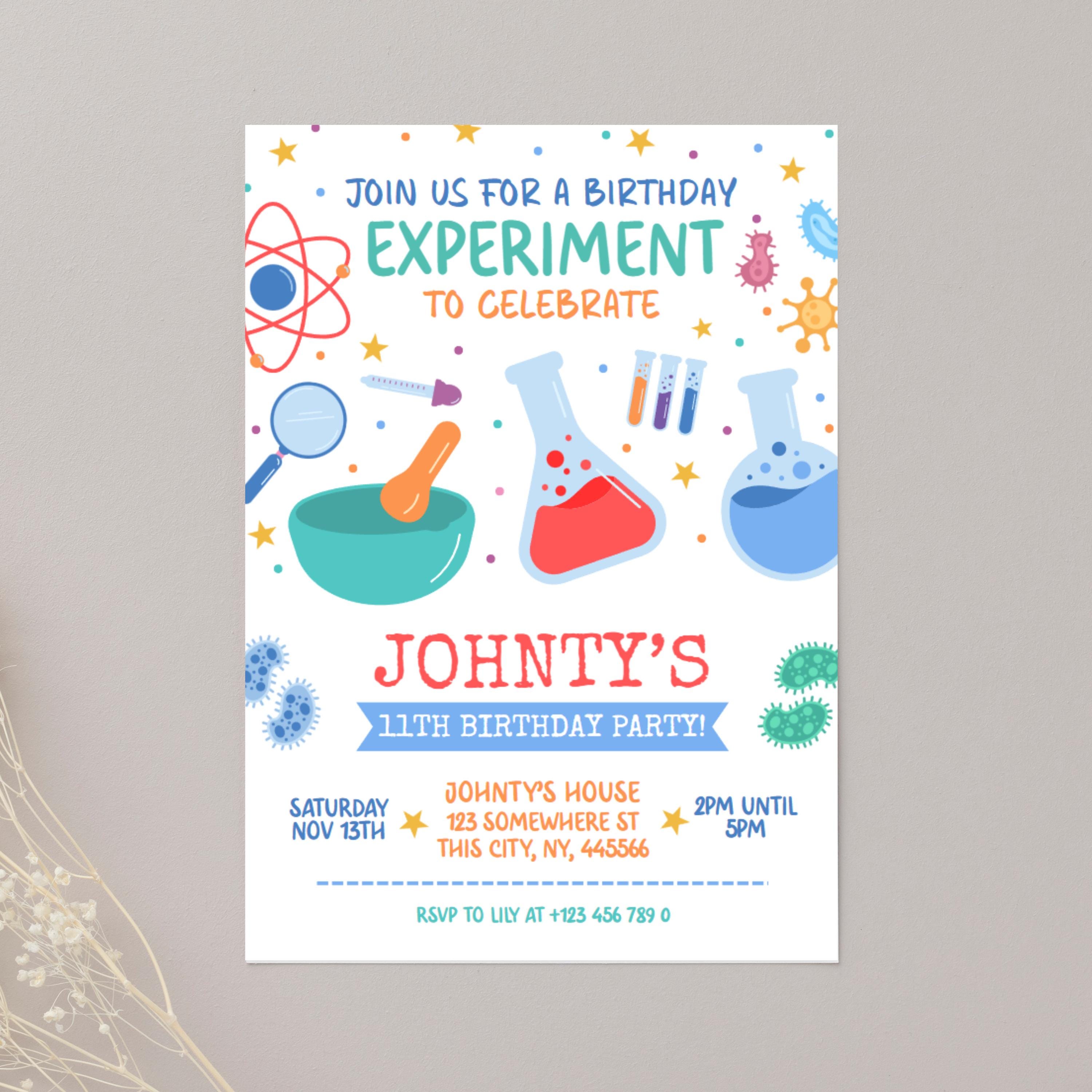 Boys Science Birthday Invitation | Lab Party Editable Template | STEM ...
