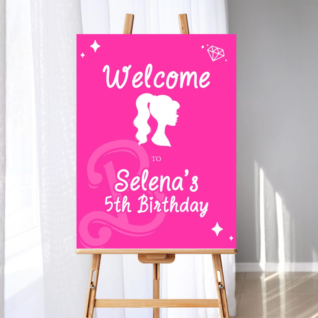 Editable Doll Party Welcome Sign Pink Doll Birthday Welcoming Sign Doll ...