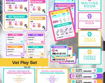 Printable Vet Pretend Play Set for Kids – Pet Clinic Role-play Kit With ...