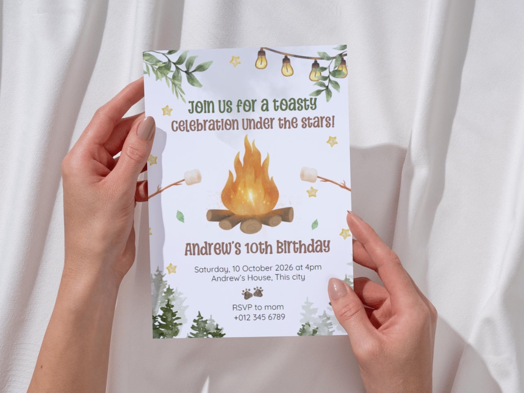 Editable Camping Birthday Invitation | Outdoor Adventure Party ...