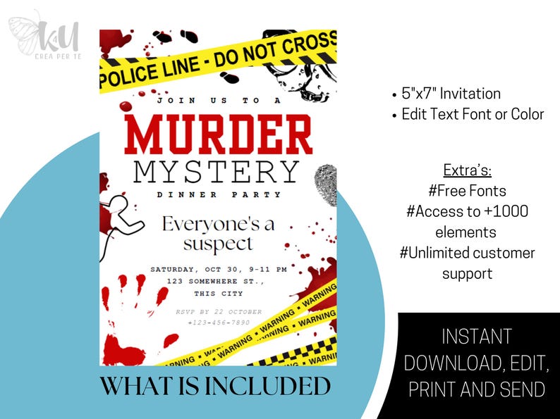 Murder Mystery Dinner Party Invitation | Crime Scene Themed Party ...