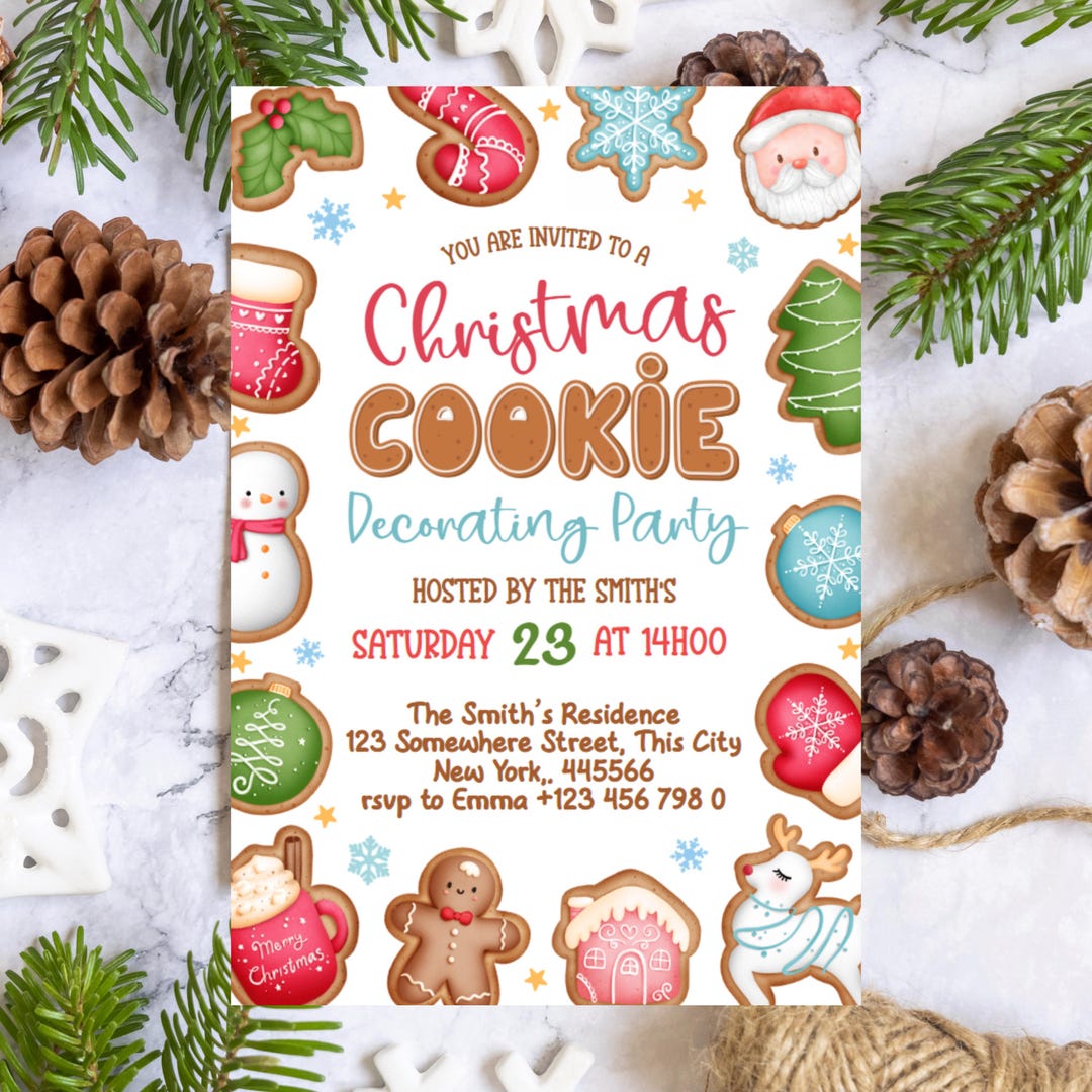 Christmas Cookie Decorating Party Invitation, Holiday Baking Party ...