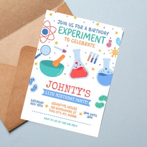 Boys Science Birthday Invitation | Lab Party Editable Template | STEM ...
