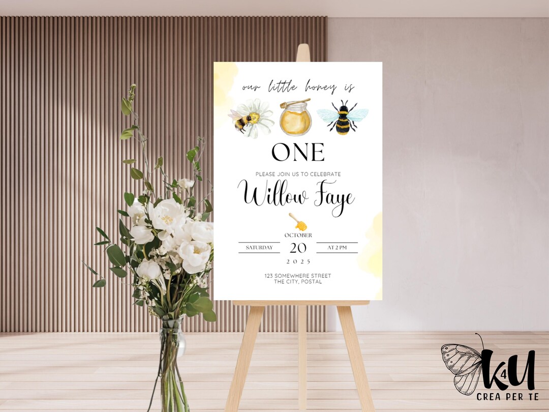 Our Little Honey Welcome Sign | Honey Bee Party Sign | Editable ...