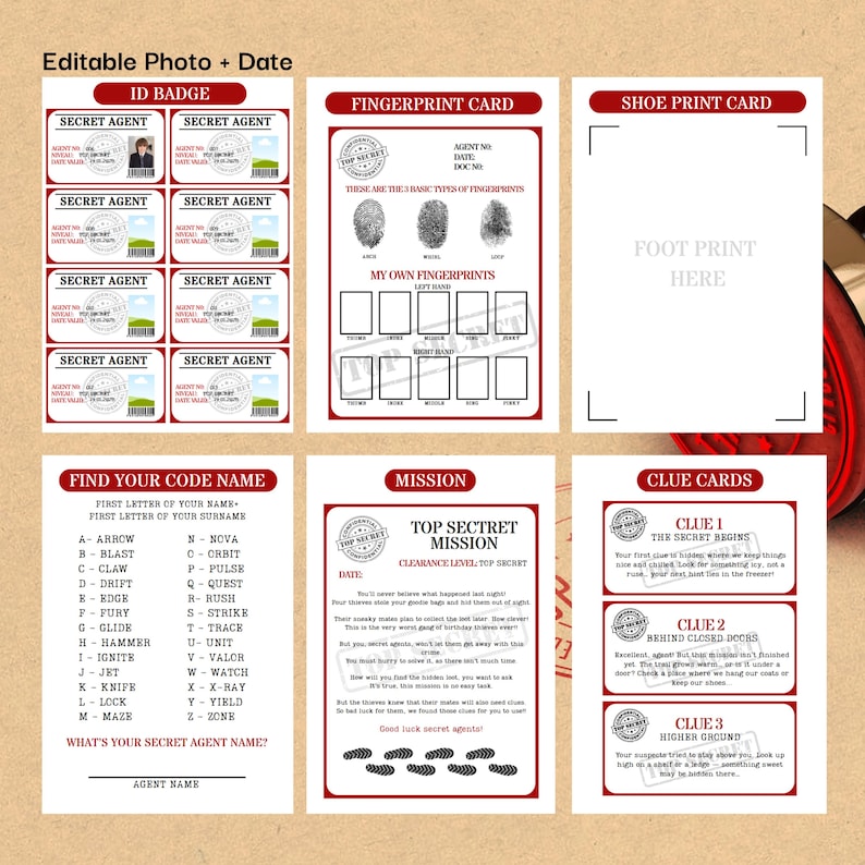Secret Agent Kids Playset,printable Spy Kit, Mission Cards ...