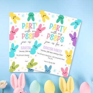Easter Peeps Editable Easter Party Invitation Template | Easter Bunny ...