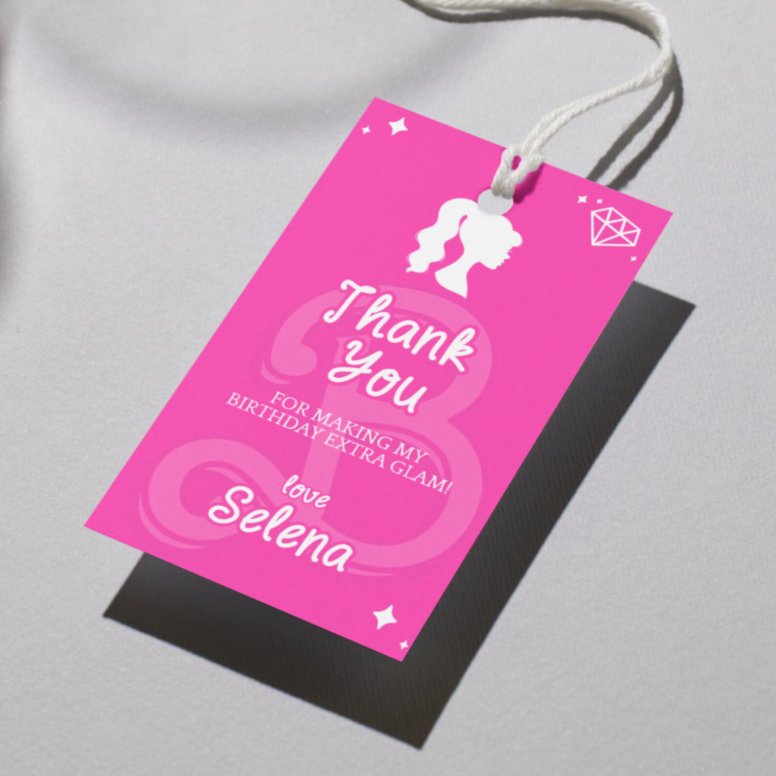 Editable Doll Party Favor Tag Pink Doll Birthday Thank You Tag Doll ...