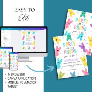 Easter Peeps Editable Easter Party Invitation Template | Easter Bunny ...