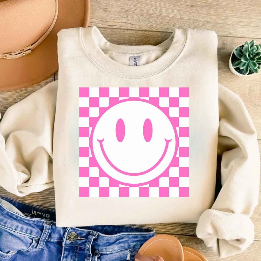 Checkered Smiley Svg, Retro Smiley Png, Silhouette and Cricut Design ...
