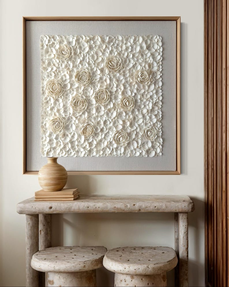 Handmade Oyster Shell Flower Wall Art: Organic Modern Decor - Etsy