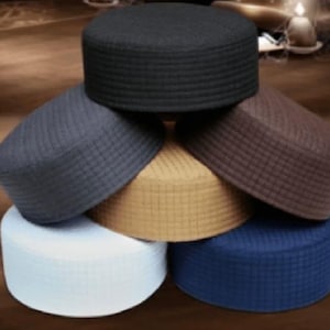 Muslim Men Islamic Prayer Round Cap | Classic Kufi Hat for Namaz ...