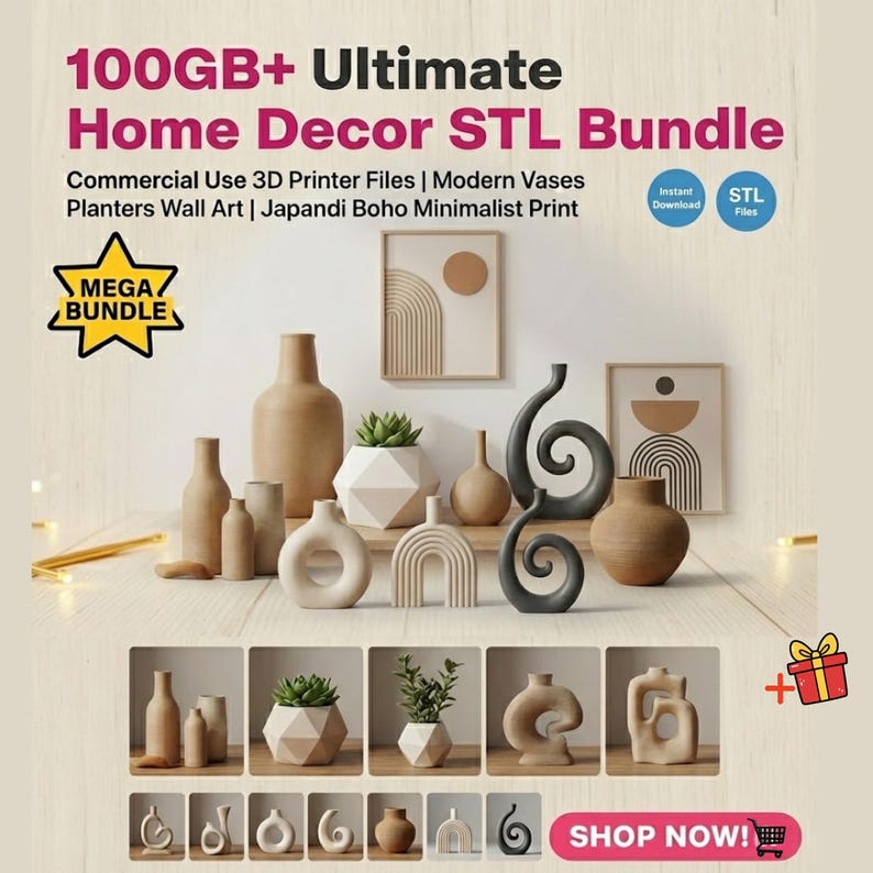 100GB+ Home Decor STL Bundle | 3D Printer Files (commercial Use) - Etsy