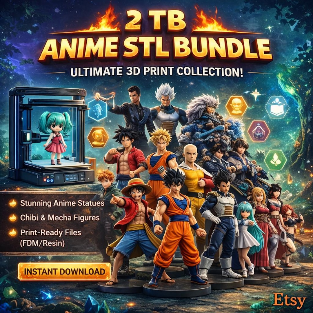 2TB Anime STL Mega Bundle | 3D Print Figures, Mechas, Chibis - Etsy