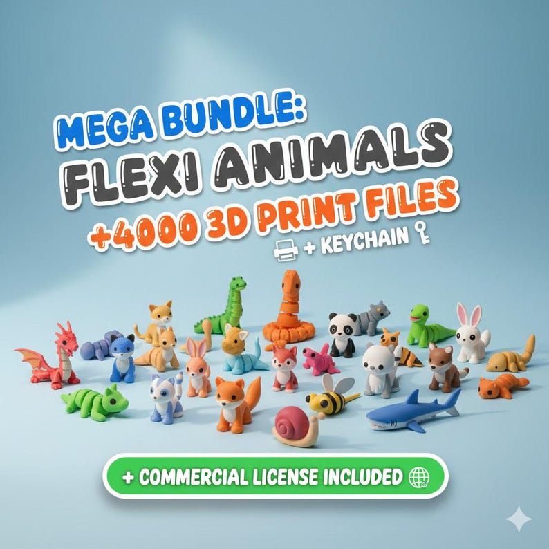 Flexi Animals 3D Print Model Bundle, Articulated Fidget Toy STL Files ...