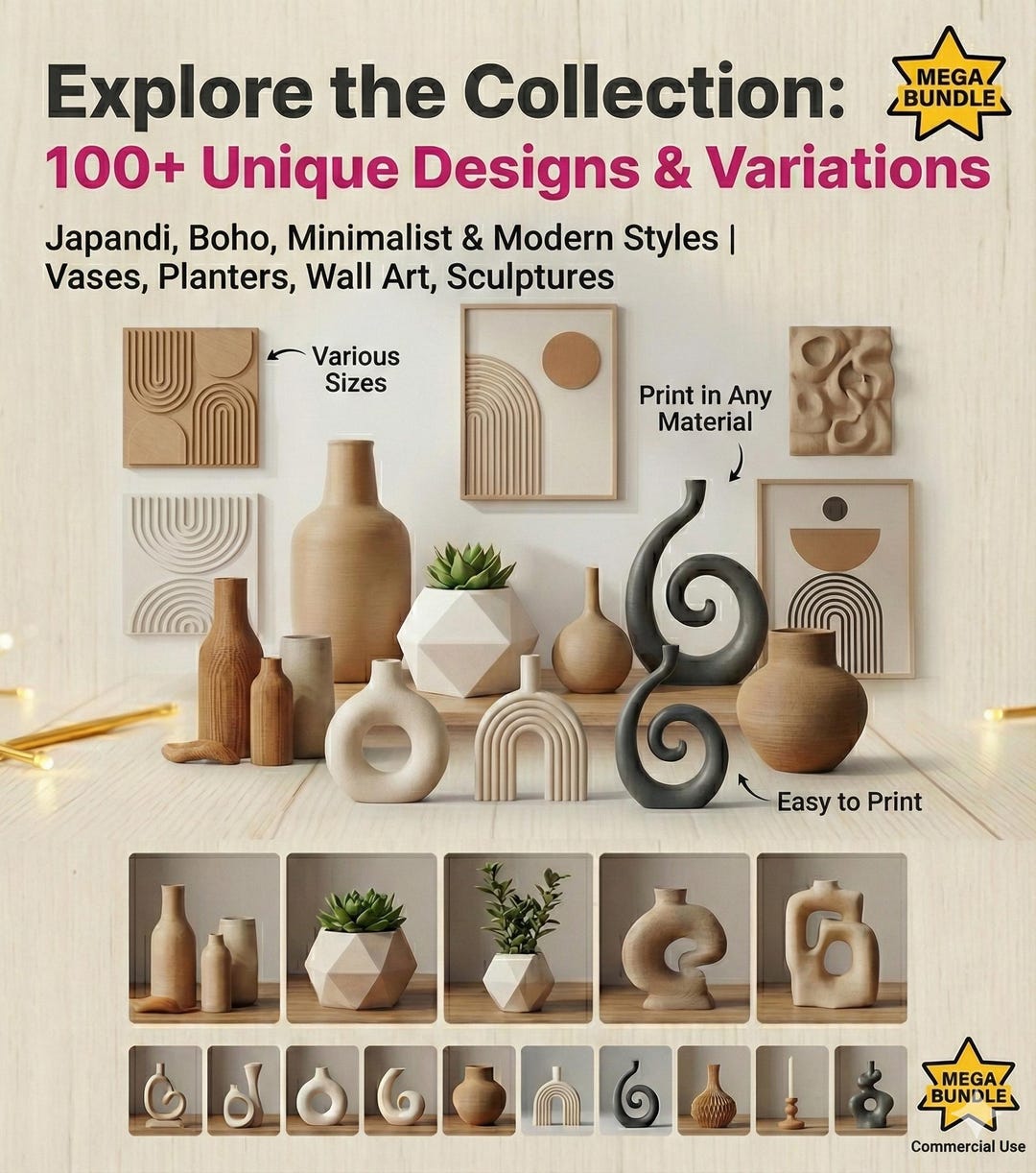 100GB+ Home Decor STL Bundle | 3D Printer Files (commercial Use) - Etsy