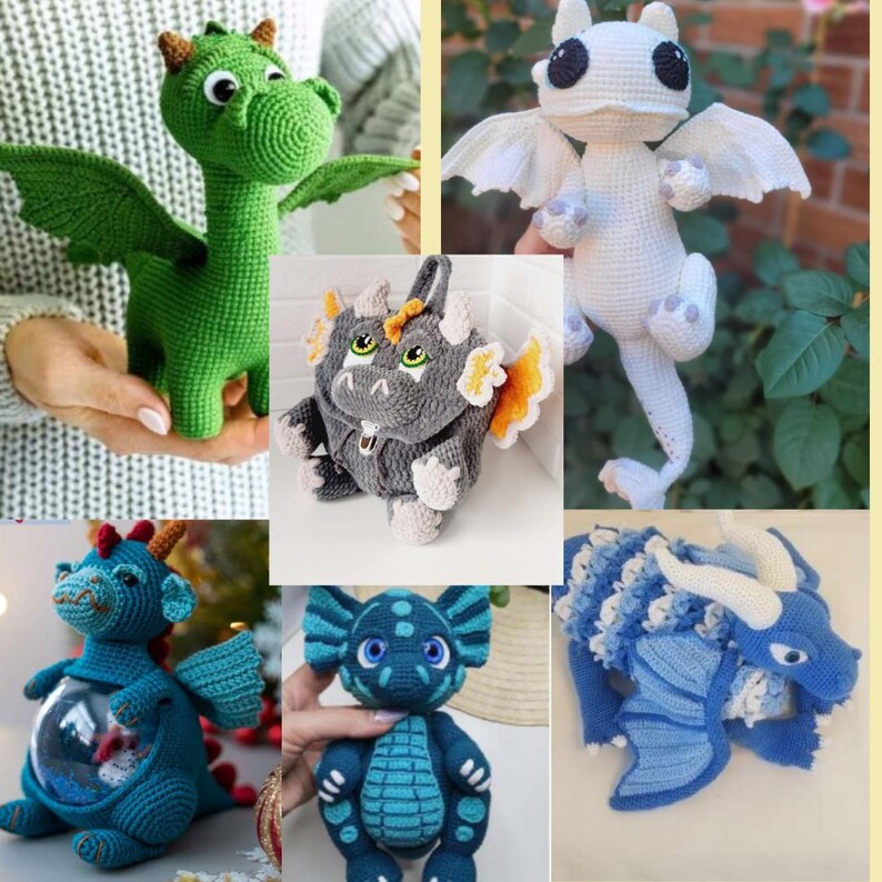 22 Dragon Crochet Patterns Bundle – Amigurumi Dragons, Appliqué, Quilt ...