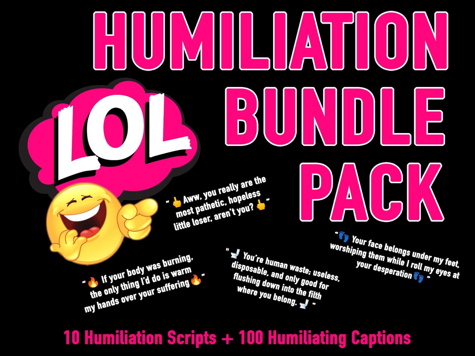 Humiliation Bundle Pack / Humiliation Captions and Scripts for Femdoms / Onlyfans / PPV Messages ...