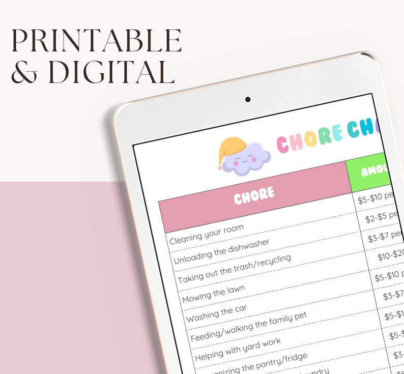 Editable Kids Chore Chart: Weekly Responsibility Tracker (PDF) - Etsy