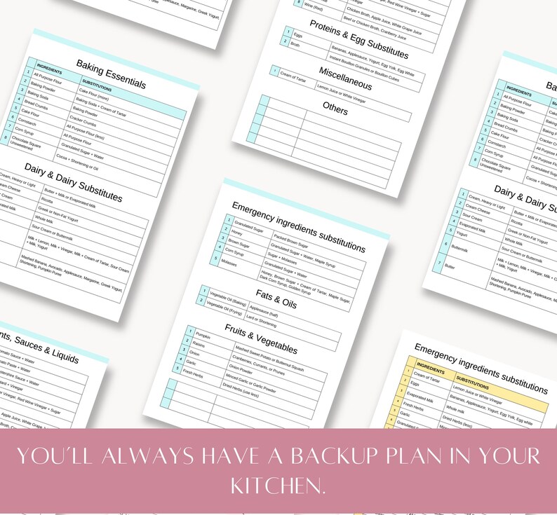 Kitchen Cheat Sheet: Ingredient Substitutions & Conversions (printable ...
