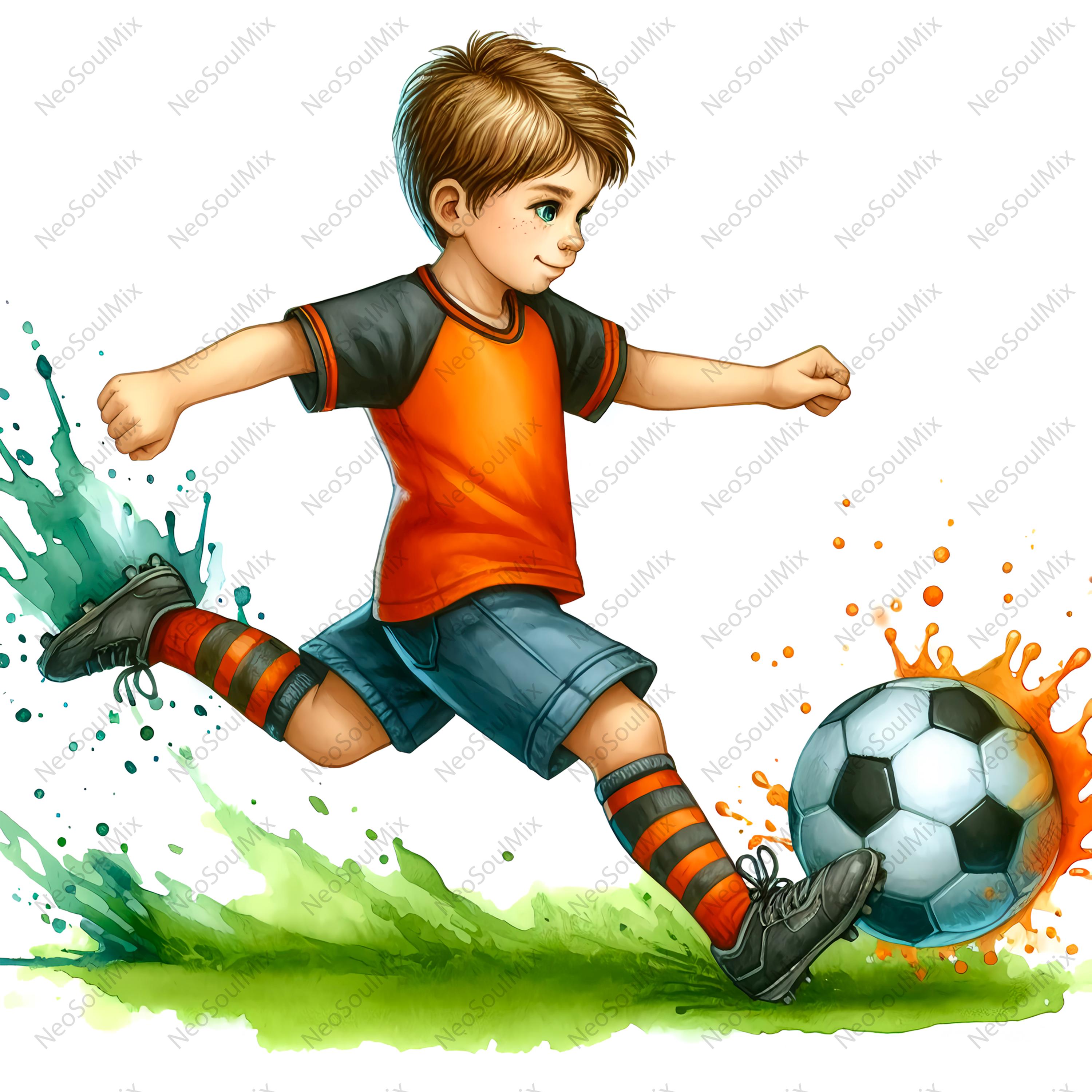 20 Soccer Boy Clipart | Kids Playing Sports Illustration | Printable ...