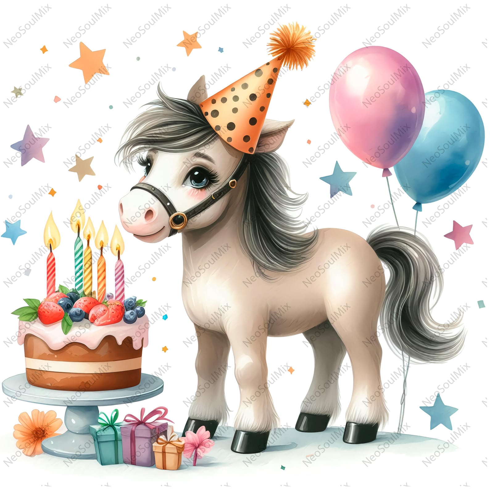 24 Horse Birthday Clipart | Birthday Horse Clipart Bundle | Printable ...