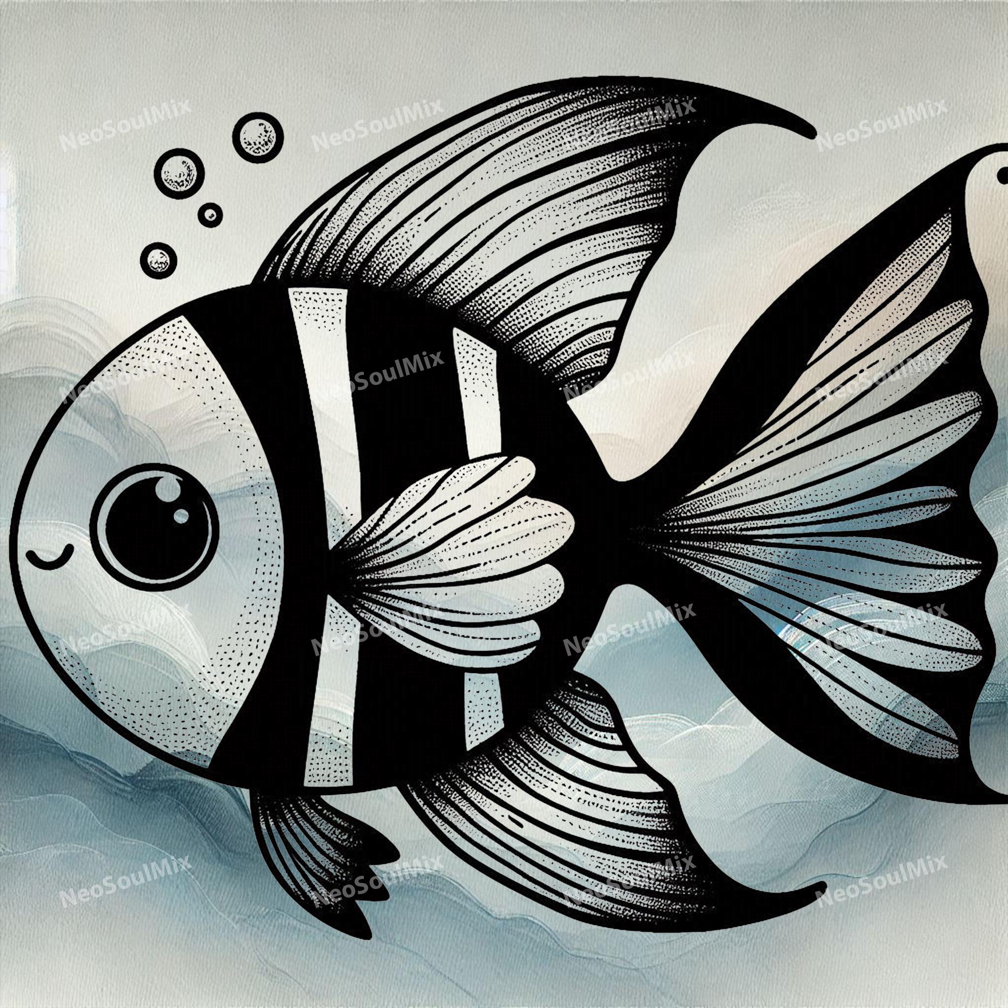 Black Fish Clipart, Sea Animals SVG, Daughter Fish, Ocean Clipart ...