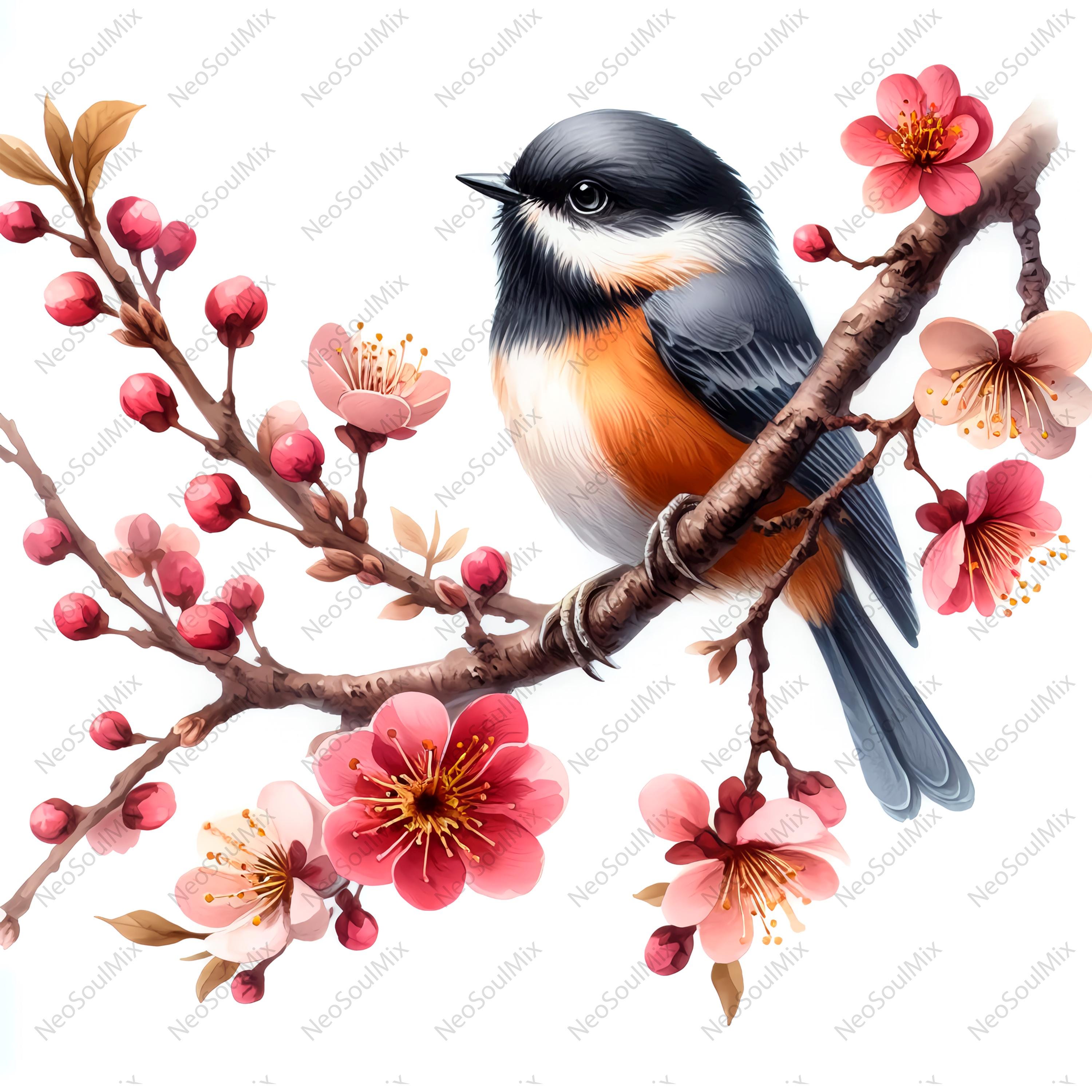 36 Floral Birds Clipart Bundle | Spring Birds Clipart | Blossom Bird ...