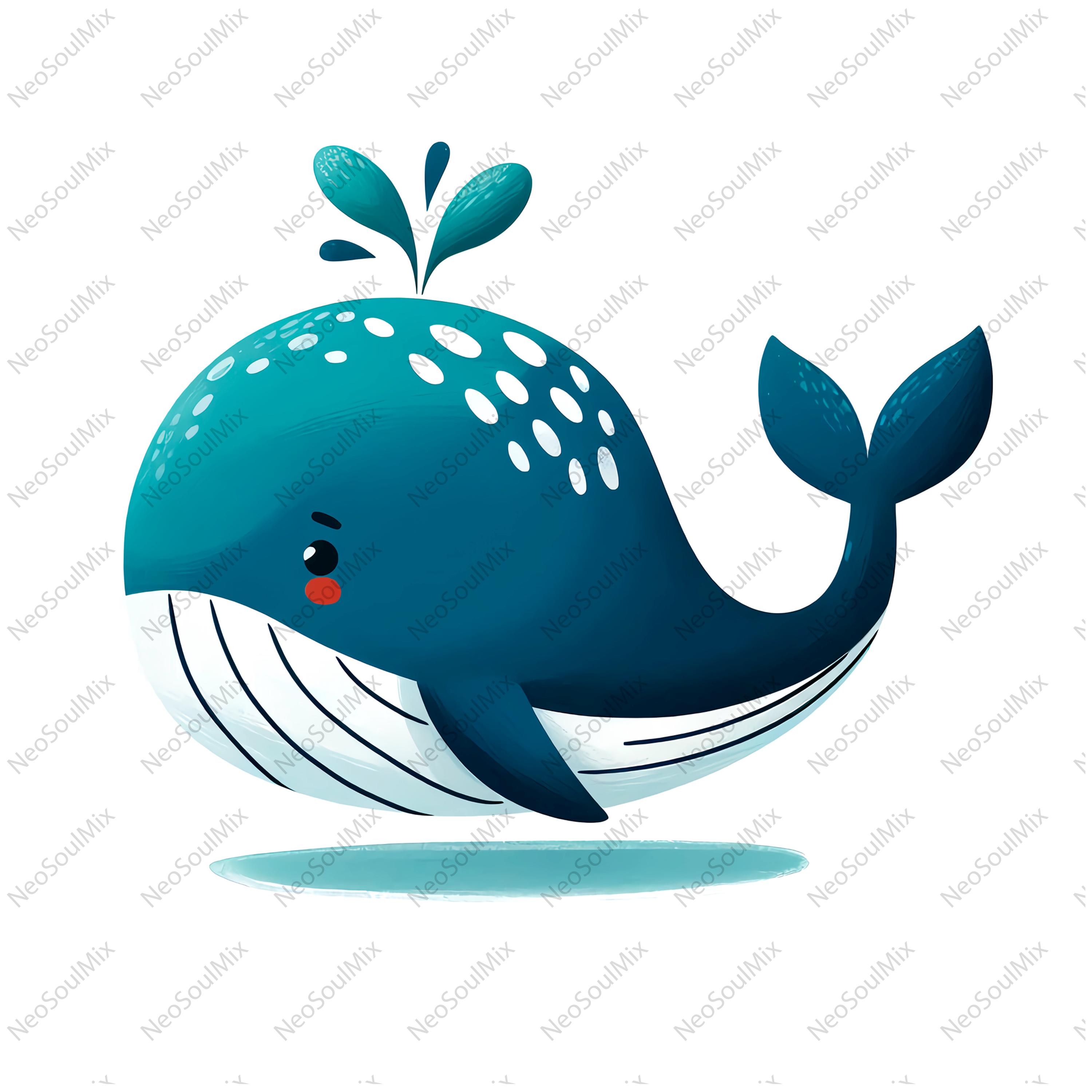 20 Cartoon Whale Clipart, Whale Illustration, Printable Watercolor ...