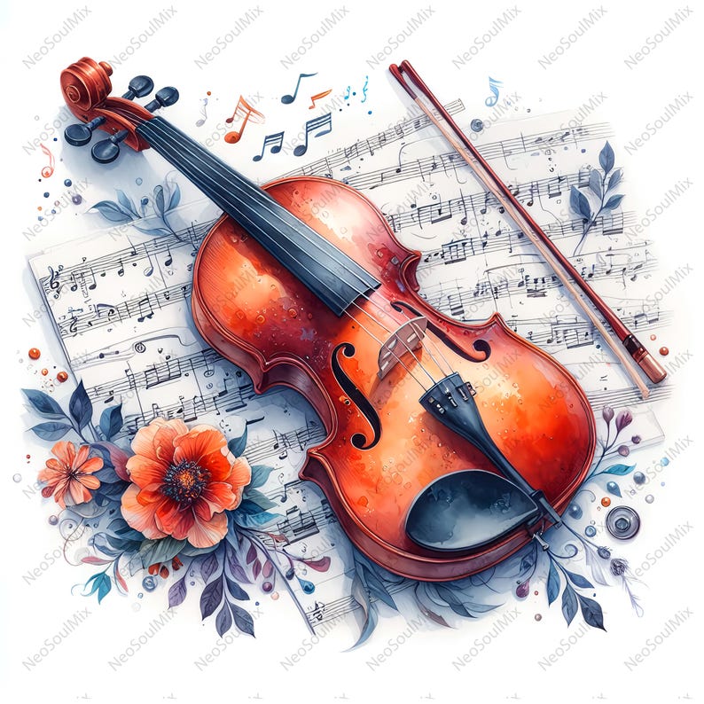 16 Violin | Music Art | High Quality Watercolor Jpgs- Crafting ...