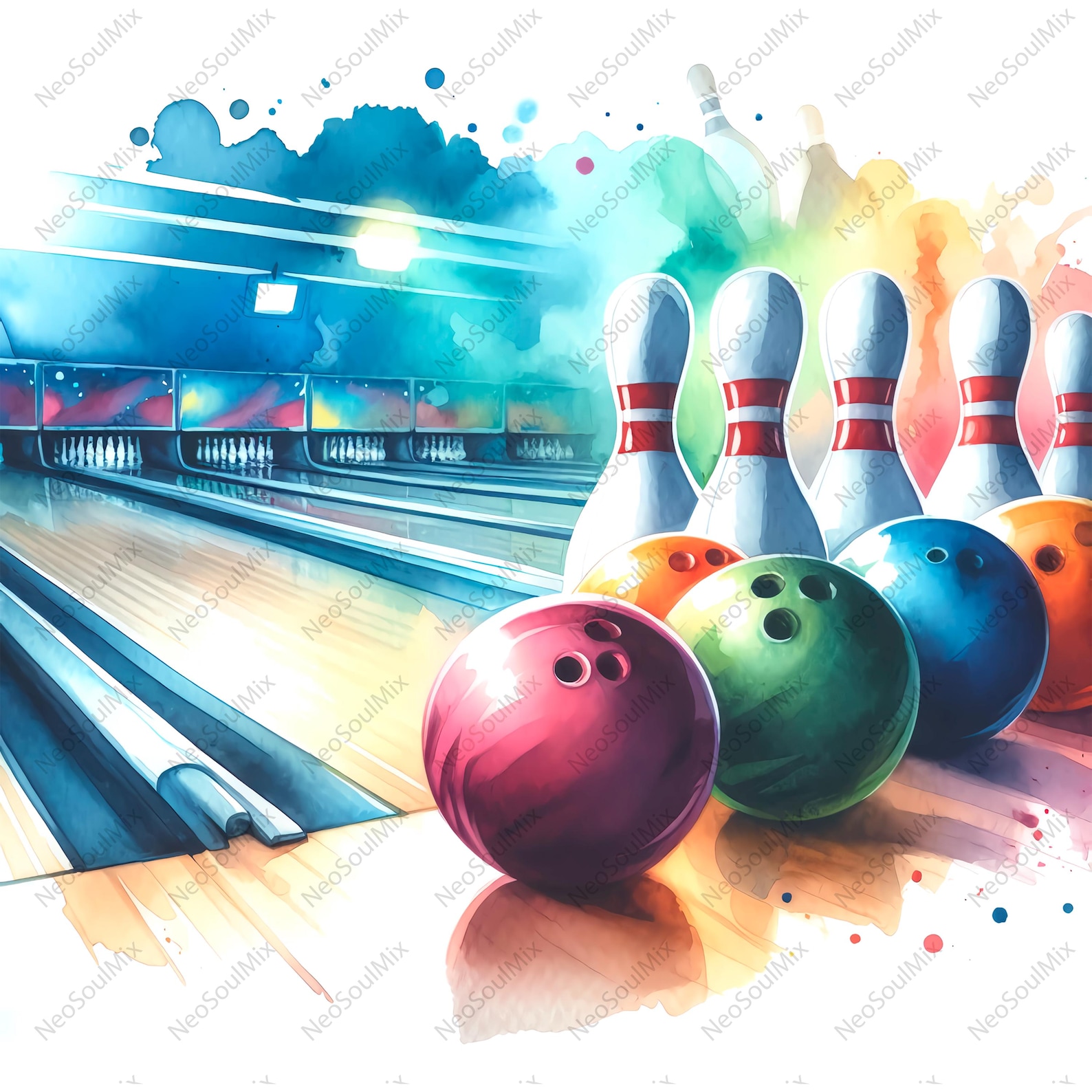 14 Sport Bowling Clipart Bundle, Bowling Clipart, Watercolor Bowling ...