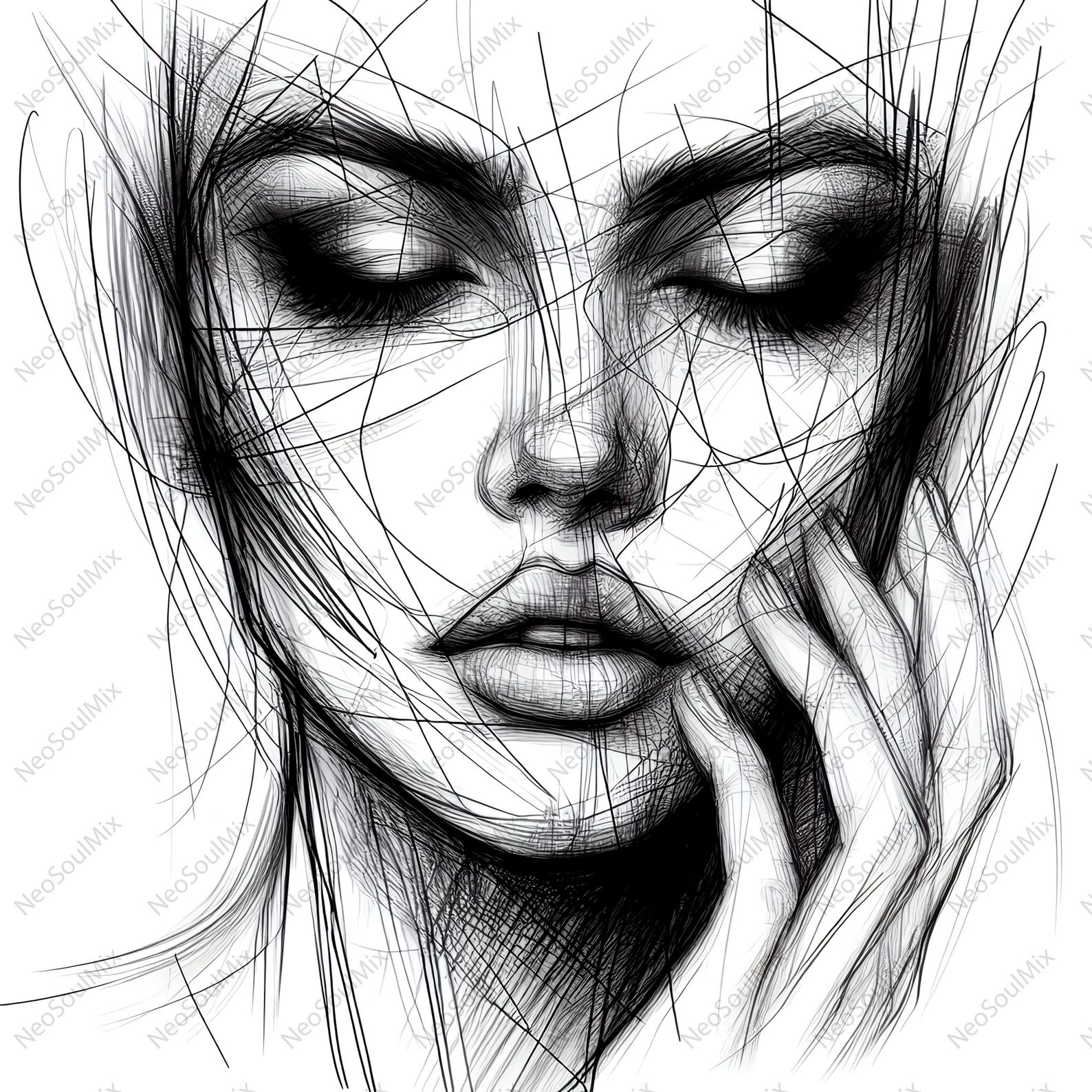 30 Woman Face Clipart | Simple Face Line Art Clipart | Printable ...