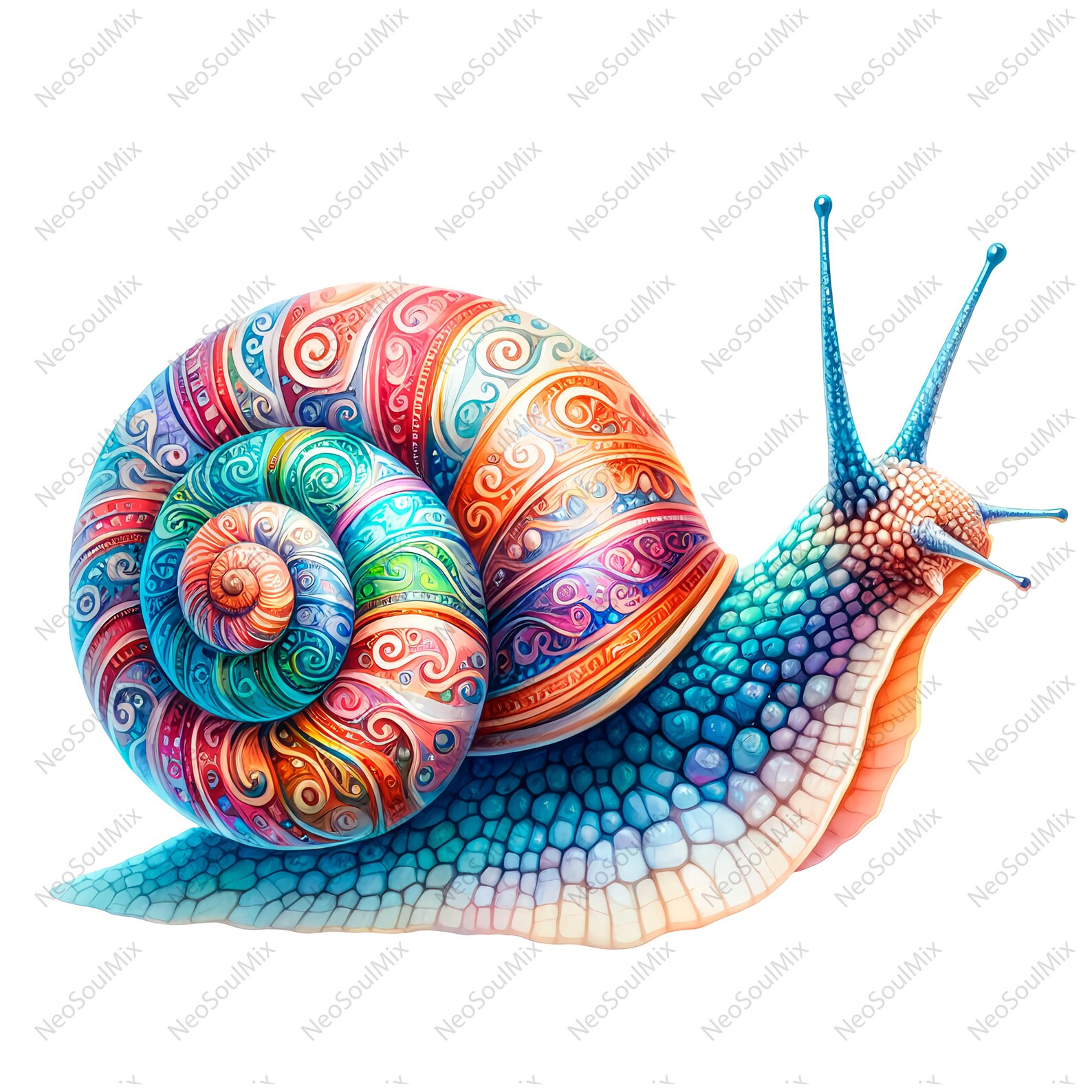 26 Snail | Folk Art Snail Clipart | Whimsical Snail Illustrations ...
