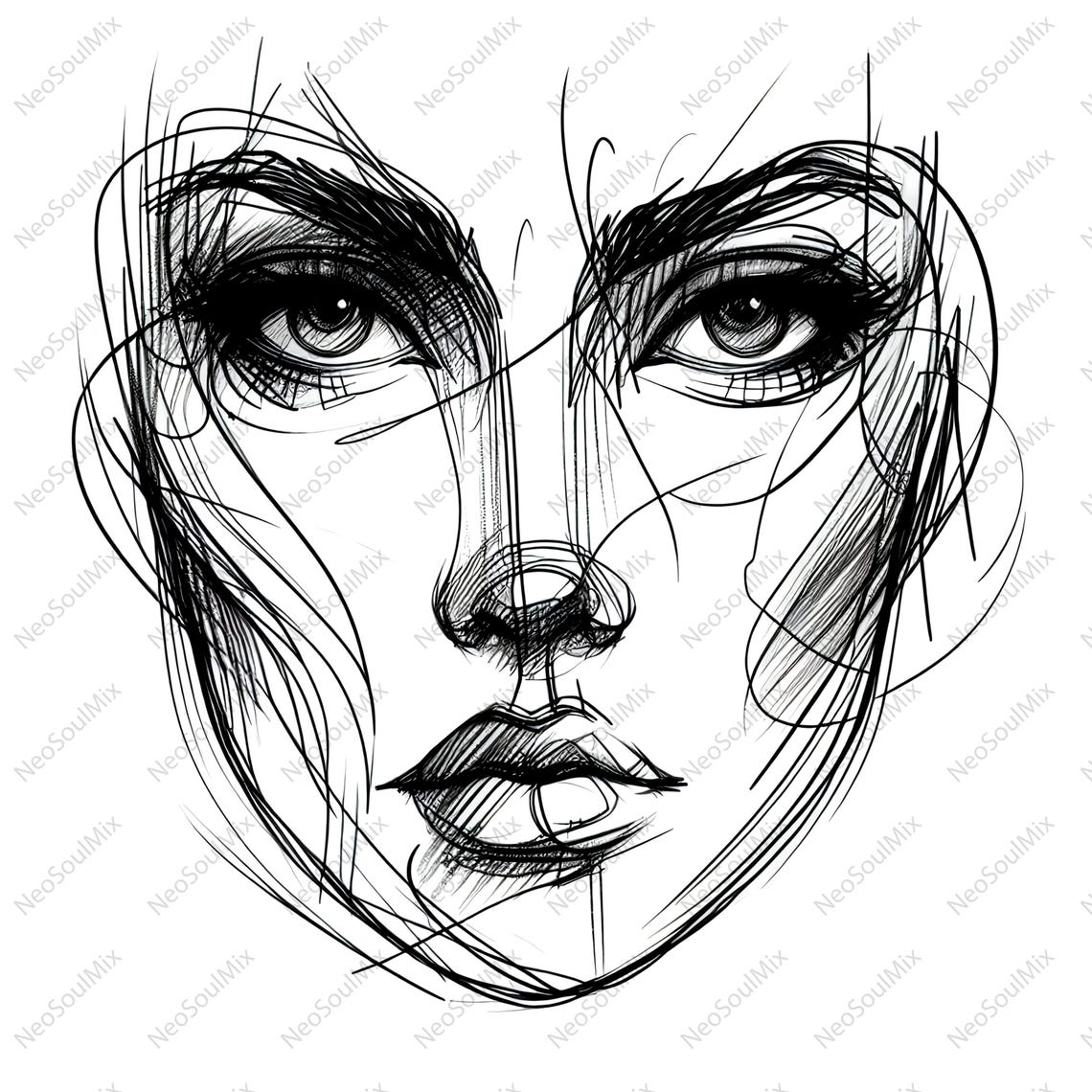 30 Woman Face Clipart | Simple Face Line Art Clipart | Printable ...